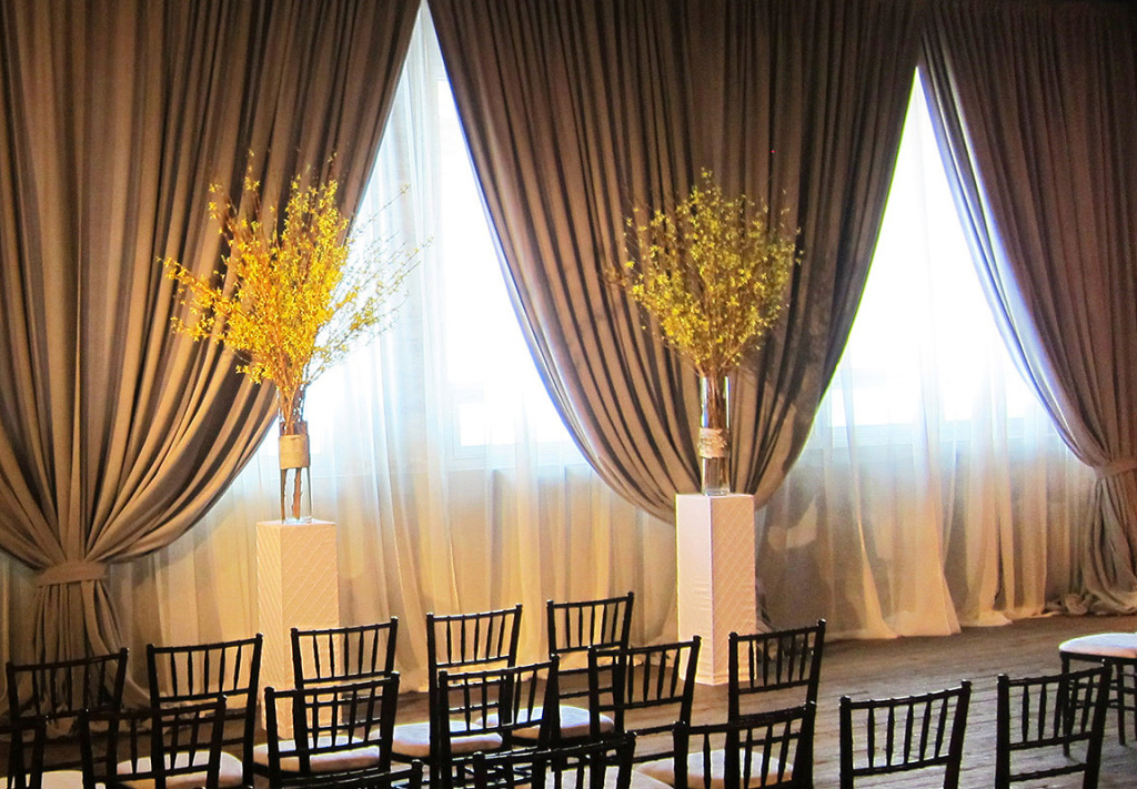 Taupe Supervel, Cornstalks, Ivory Sheer, layers | Drape Kings